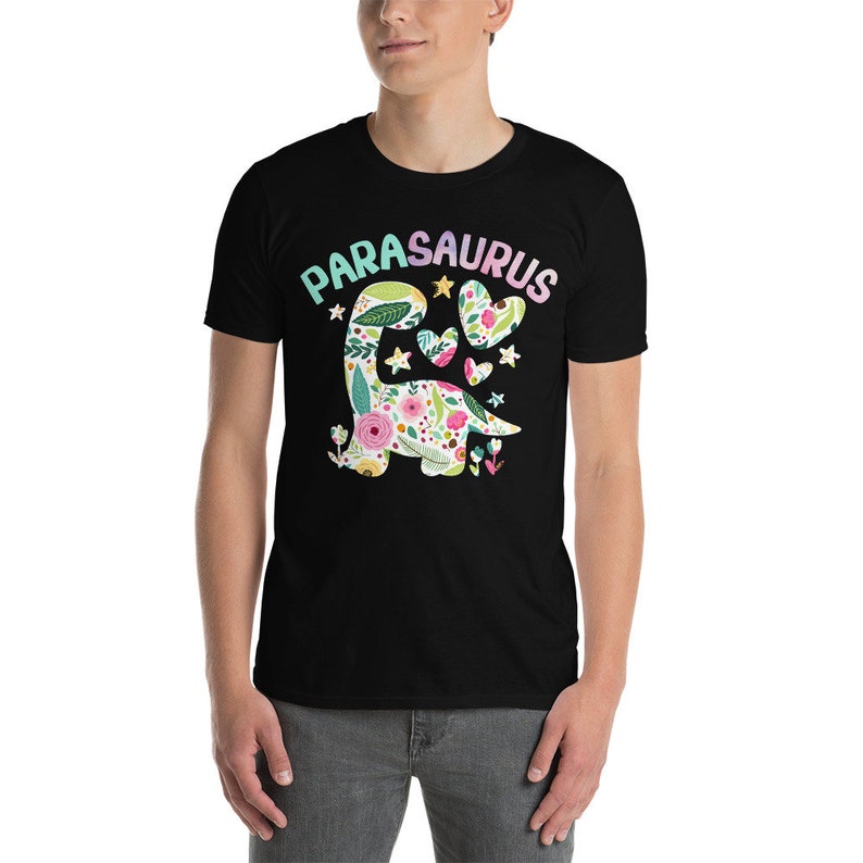 Parasaurus Watercolor Floral Shirt, Funny Paraeducator Dinosaur ...