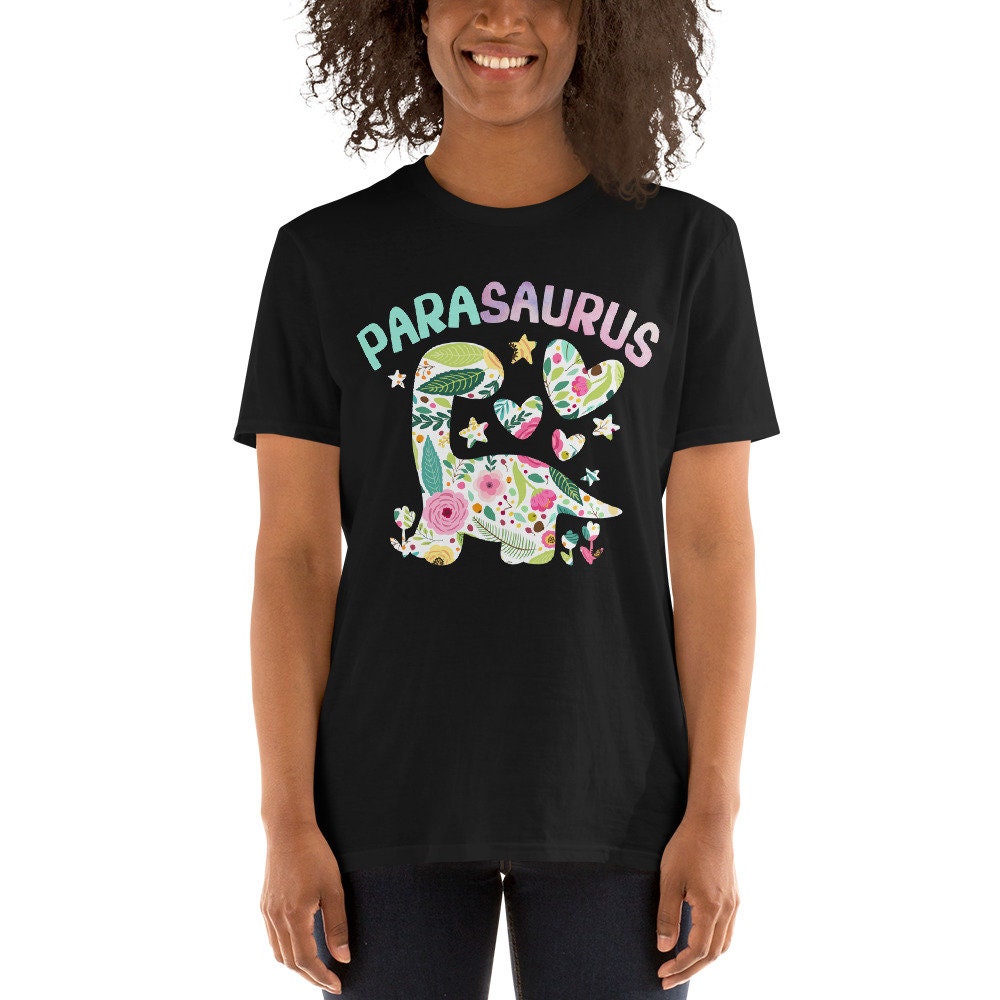Parasaurus Watercolor Floral Shirt, Funny Paraeducator Dinosaur ...