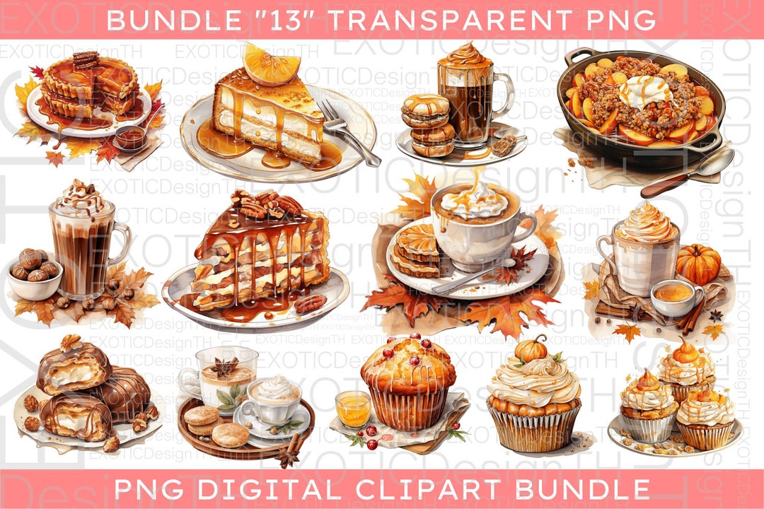 Watercolor Fall Dessert Clipart, Delicious Fall Pumpkin Spice PNG ...