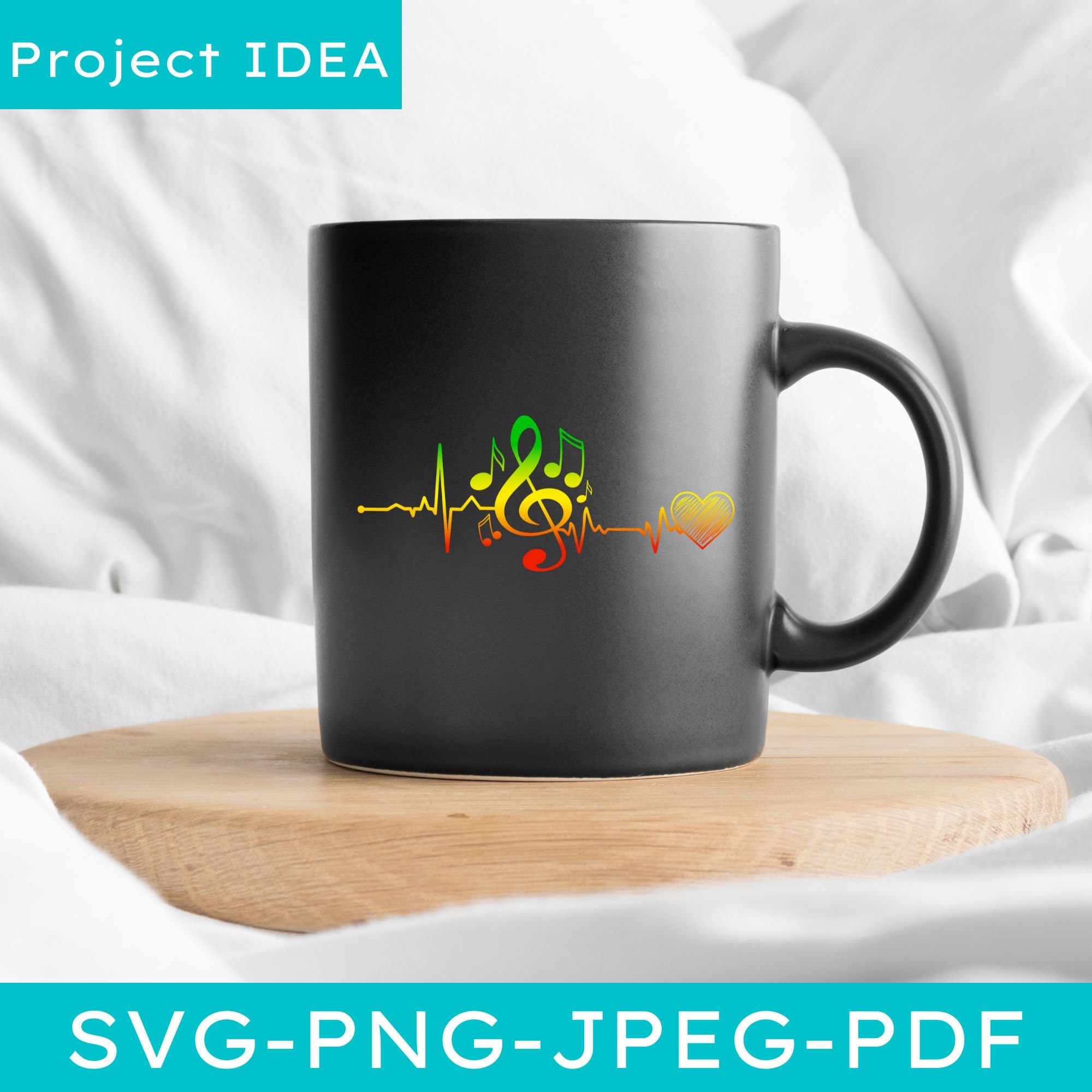 Musical Notes Heartbeat / Music Note Frequency / Rasta Reggae Pulse ...