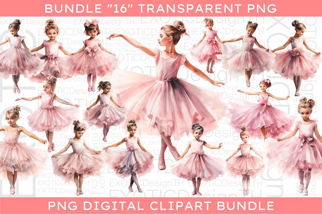Pink Watercolor Little Ballerinas Clipart, Nursery Decor Baby Kids PNG ...