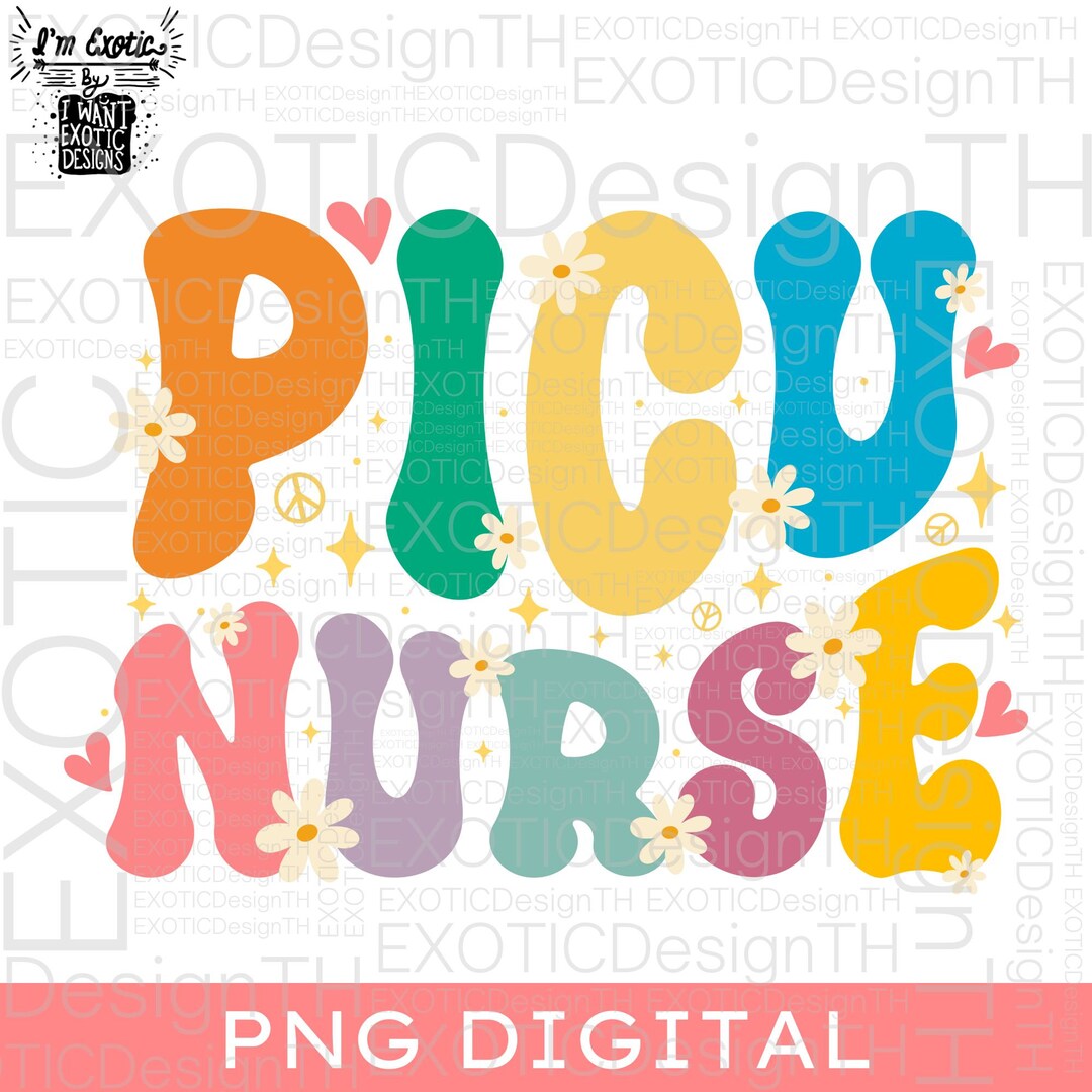 Cute Groovy PICU Nurse/retro Pediatric Intensive/rn Care Unit Nurse ...