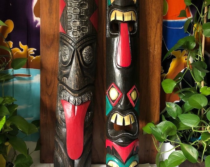 Tiki Masks. Pacific and Hawaiian Tiki Masks.39.5” Wall Hanging. Exotic ...