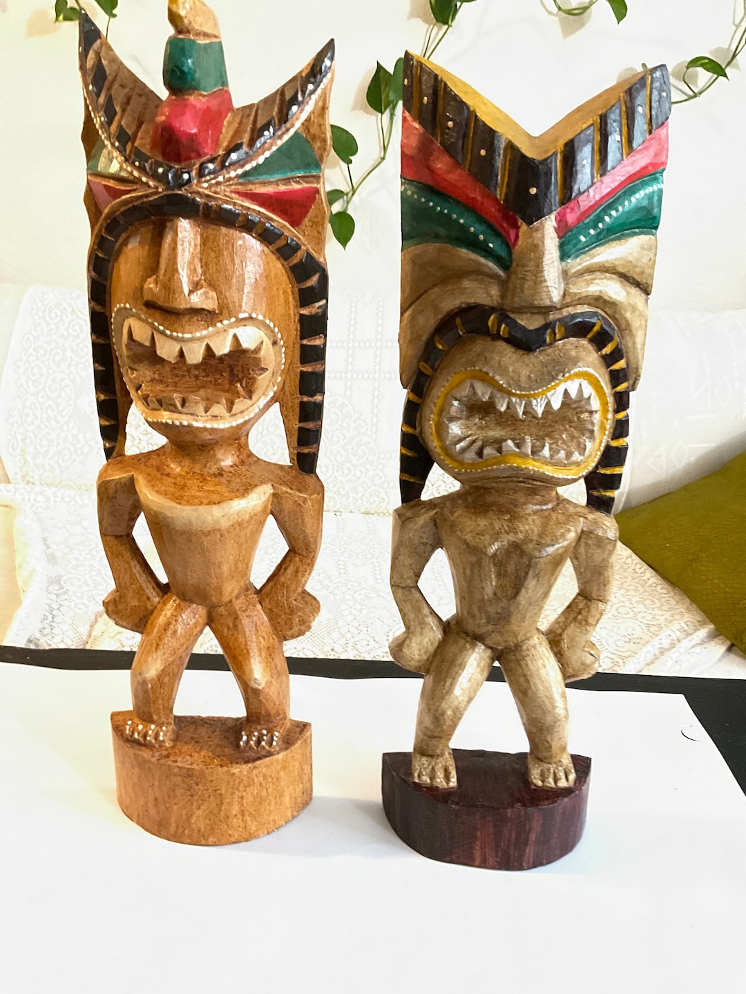 Tiki Mask Stand. 20” Tall Wooden, Hand Carved. Tiki Bar, Luau ...