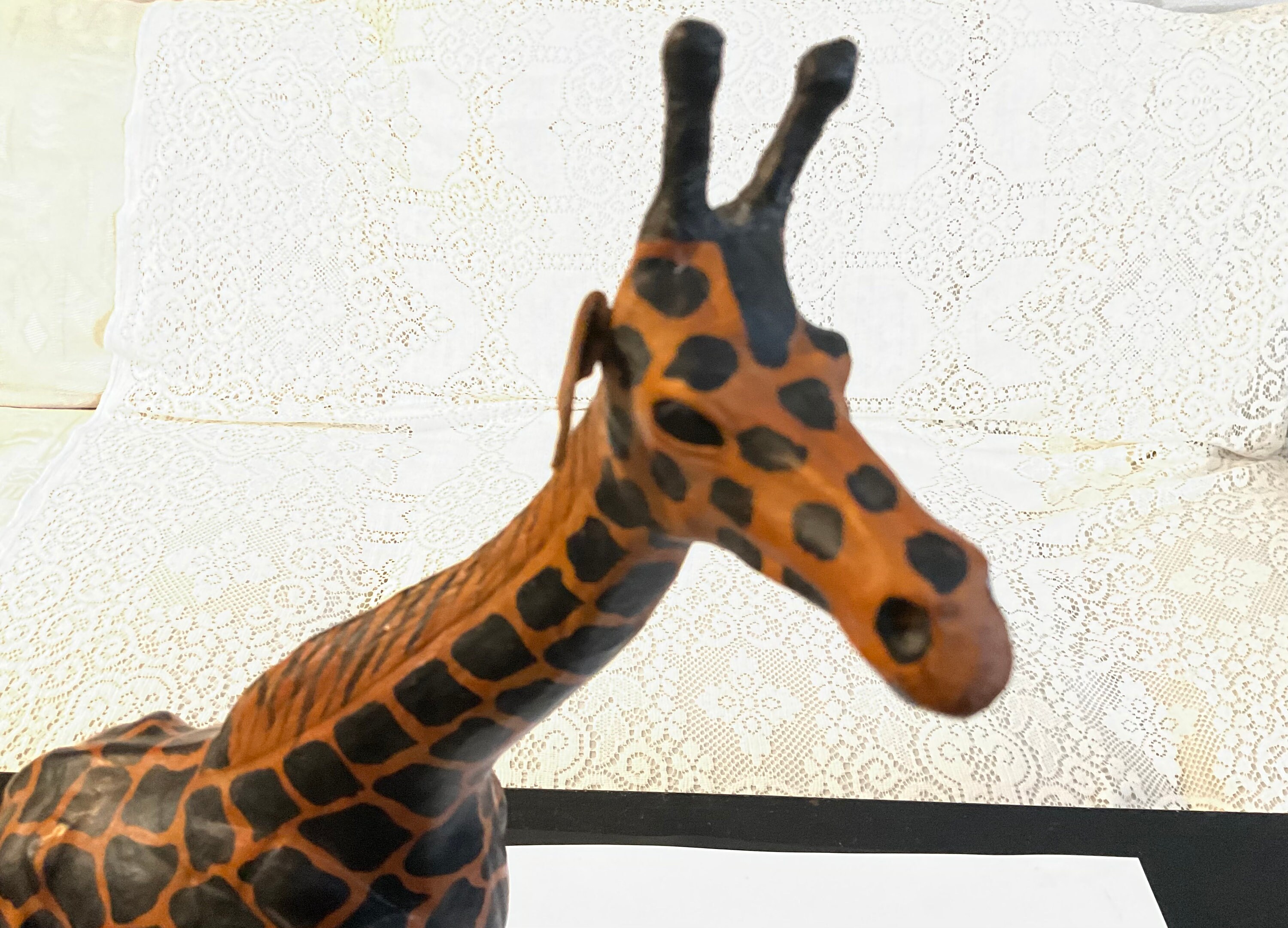 Vintage Leather Wrapped Giraffe. Stand Decor. Glass Eyes. 18 - Etsy
