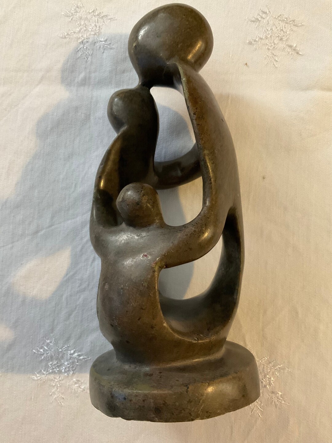 Vintage Abstract African Family Stone Sculpture. Loving Family. 8” Tall ...