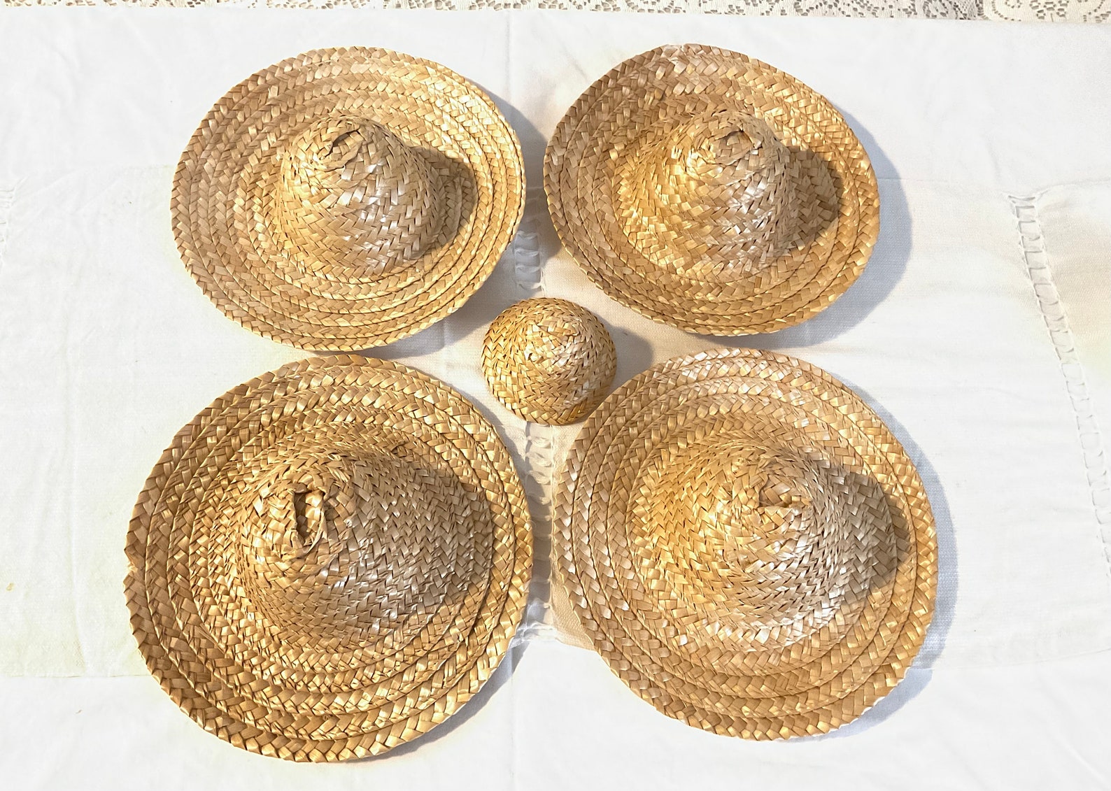 Small Handwoven Straw Hats. for Crafts or Doll Making. 2 Sizes: Small ...