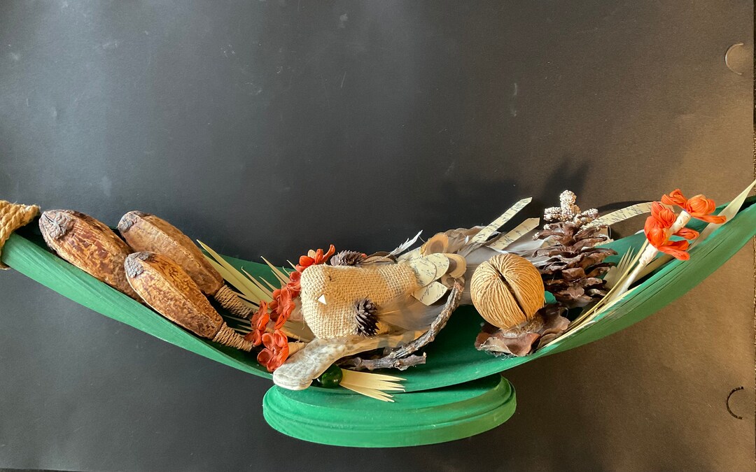 Coconut Spathe With Floral Arrangement. All Natural Materials. Bird ...