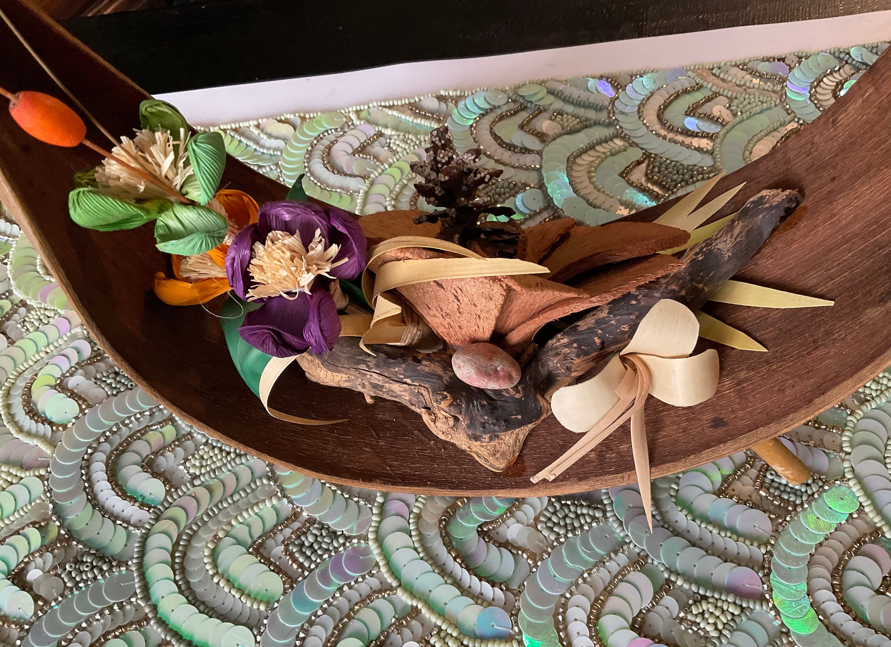 Palm Spathe Flower Arrangement. Coconut And Corn Husk | Etsy