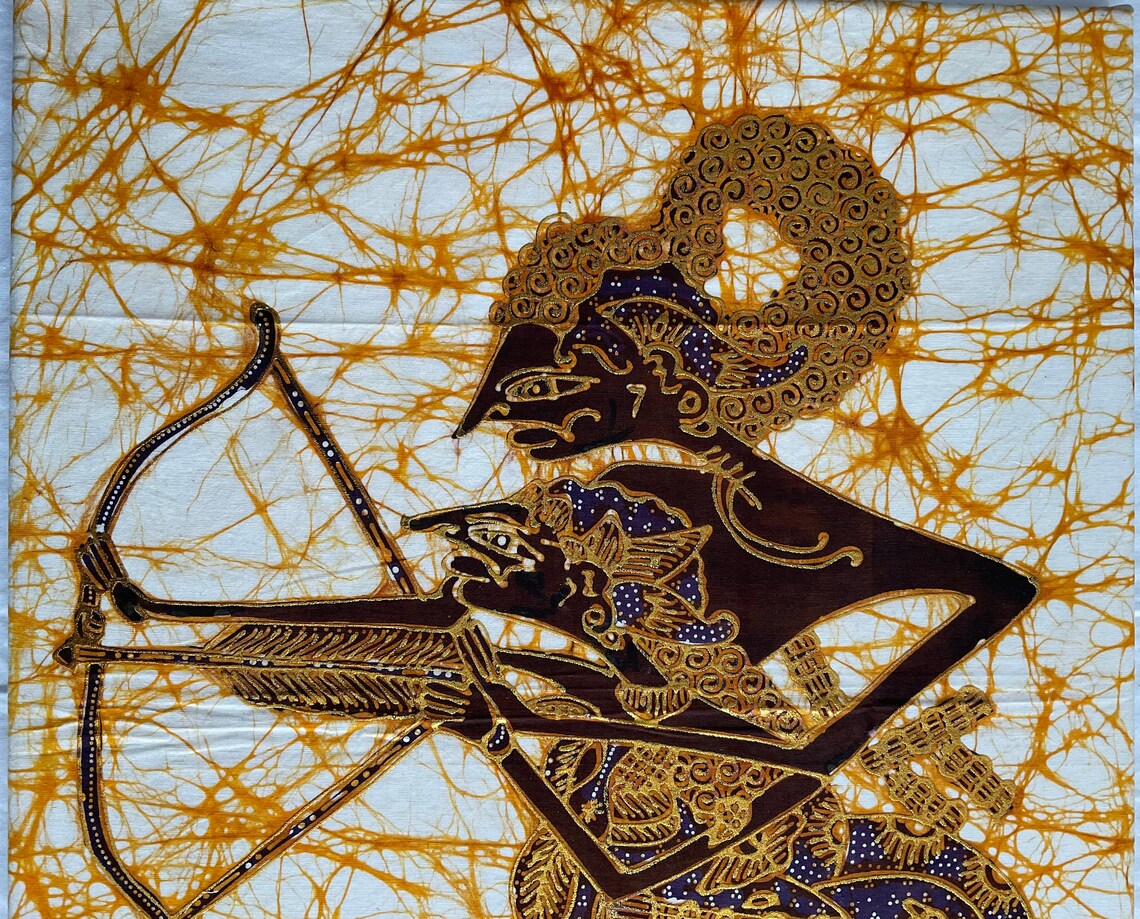 Batik Hand Painting of Rama His Bow and Arrow From Brahma. | Etsy