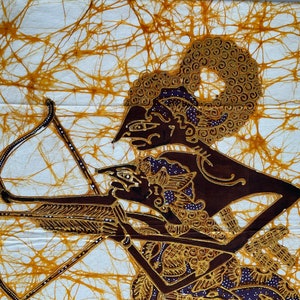 Batik Hand Painting of Rama, His Bow and Arrow From Brahma. Indonesian ...
