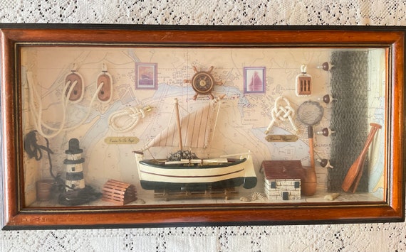 Vintage Fishing Shadow Box. Miniature Replica of Fishing - Etsy