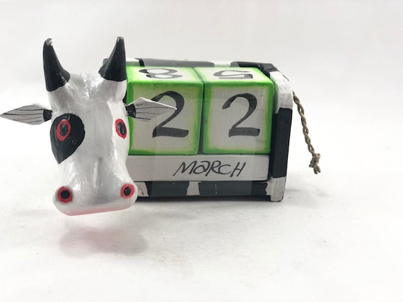 Cow Perpetual Calendar. 3 Wooden Handcrafted Hand Painted | Etsy