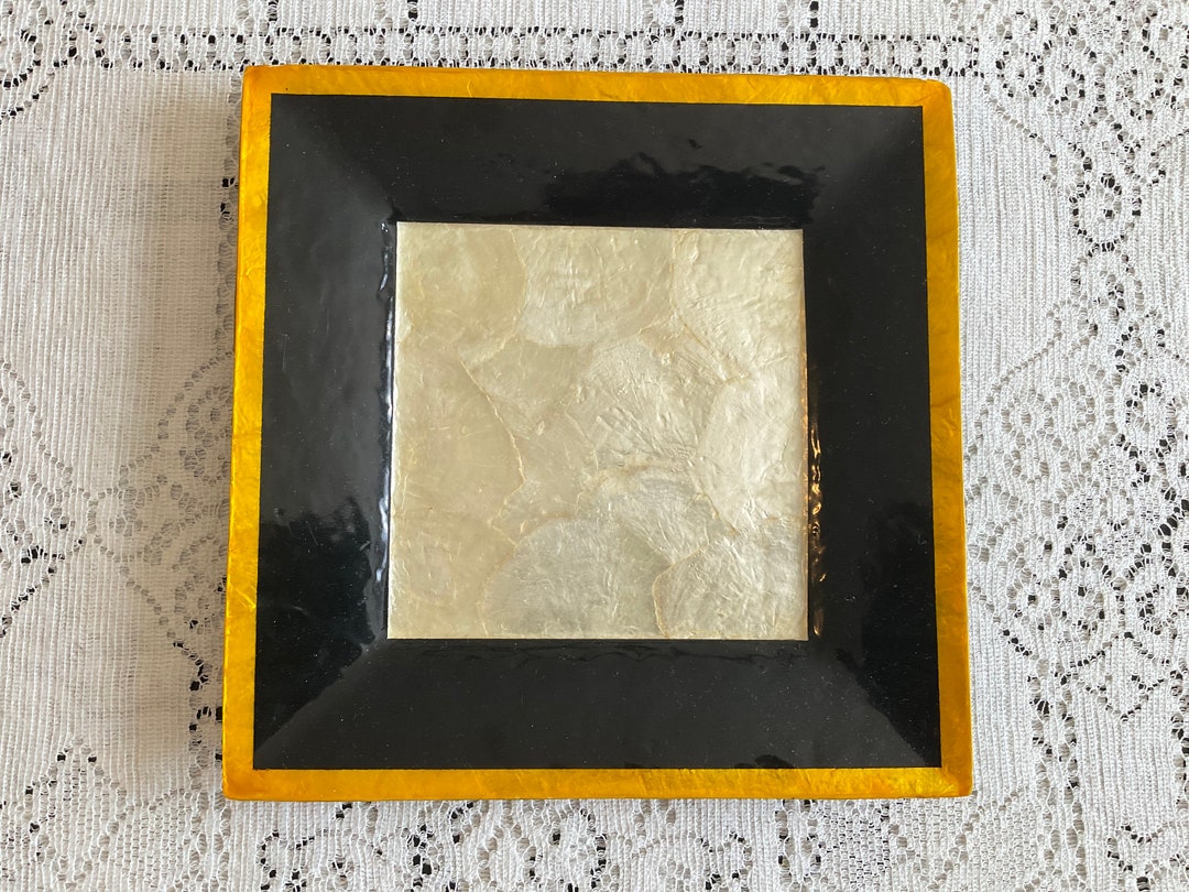 Vintage Capiz Shell Square Fruit or Utilitytray. Back to Back Shell ...