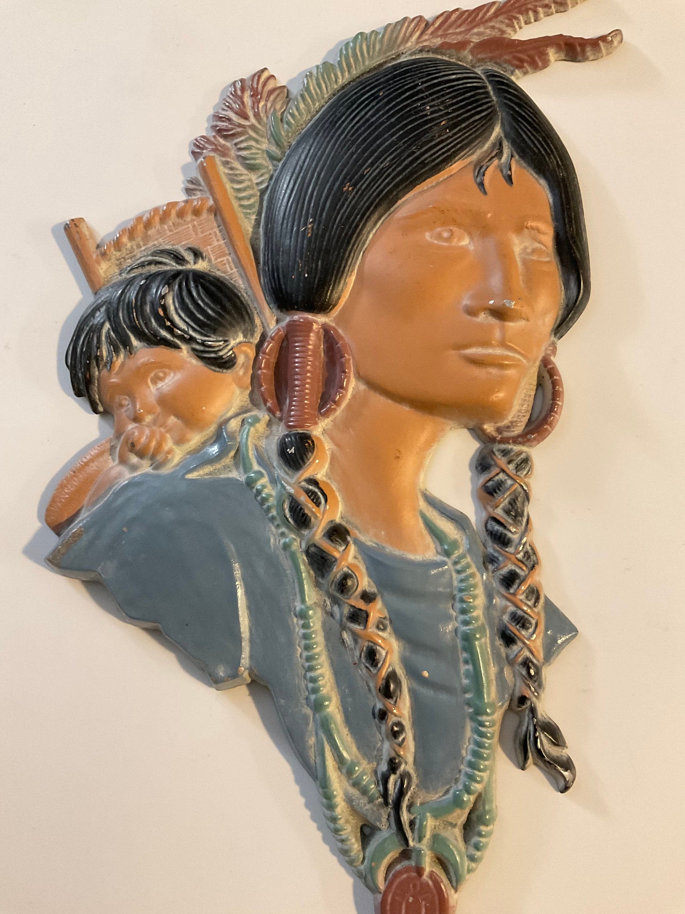 Vintage Cast Metal Native American Wall Plaque. Stamped IM2 by | Etsy