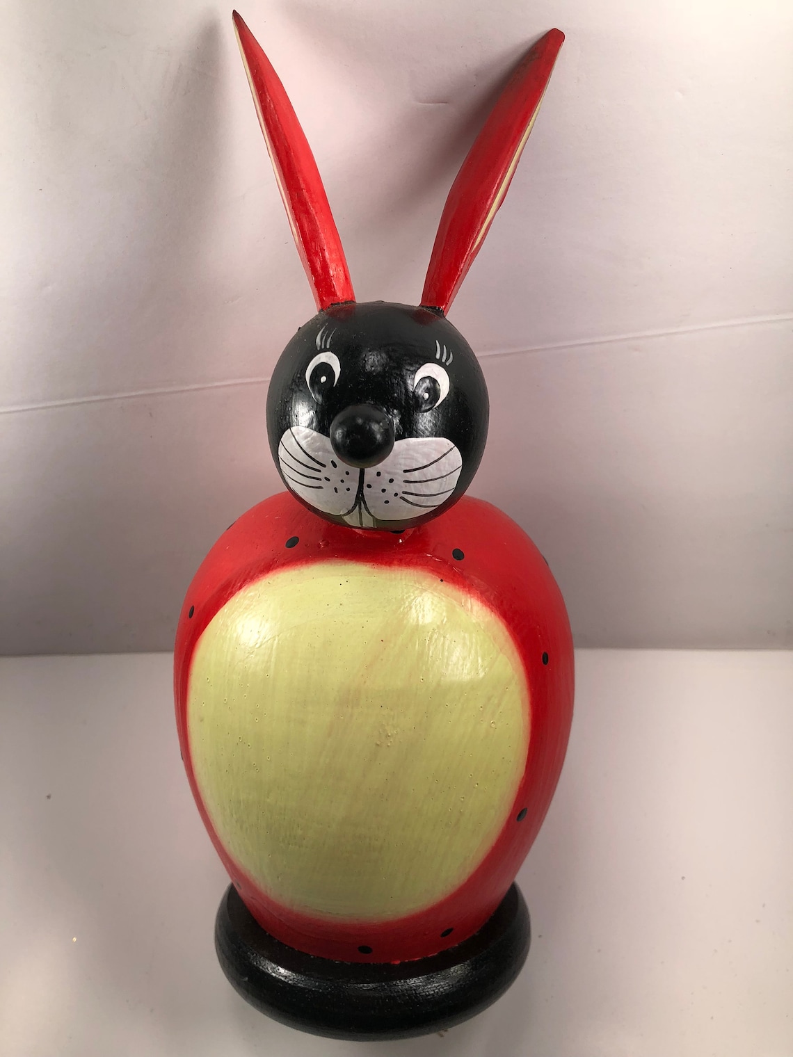 Wooden Rabbit piggy Bank. This Red and Yellow Rabbit Money - Etsy