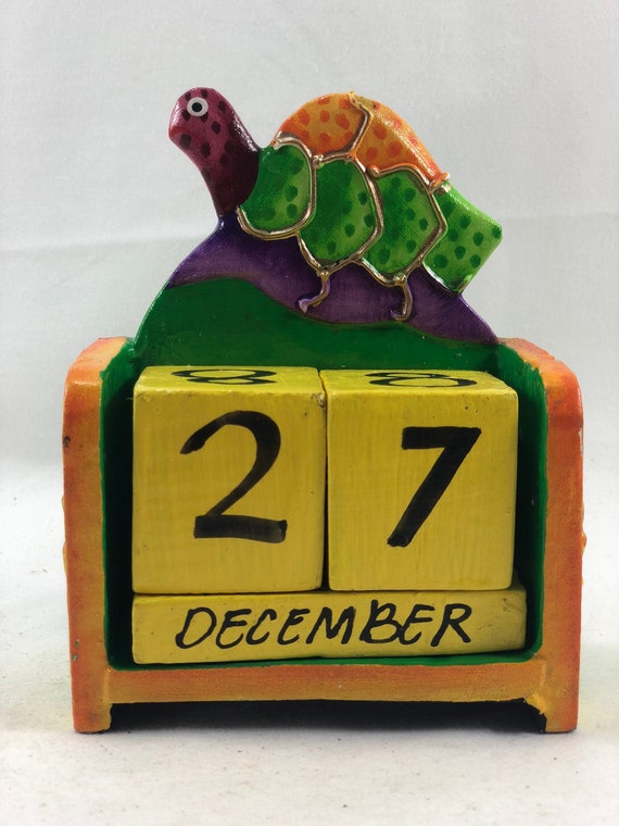The Perpetual Calendar and the Turtle. 5 Wood Handcrafted - Etsy