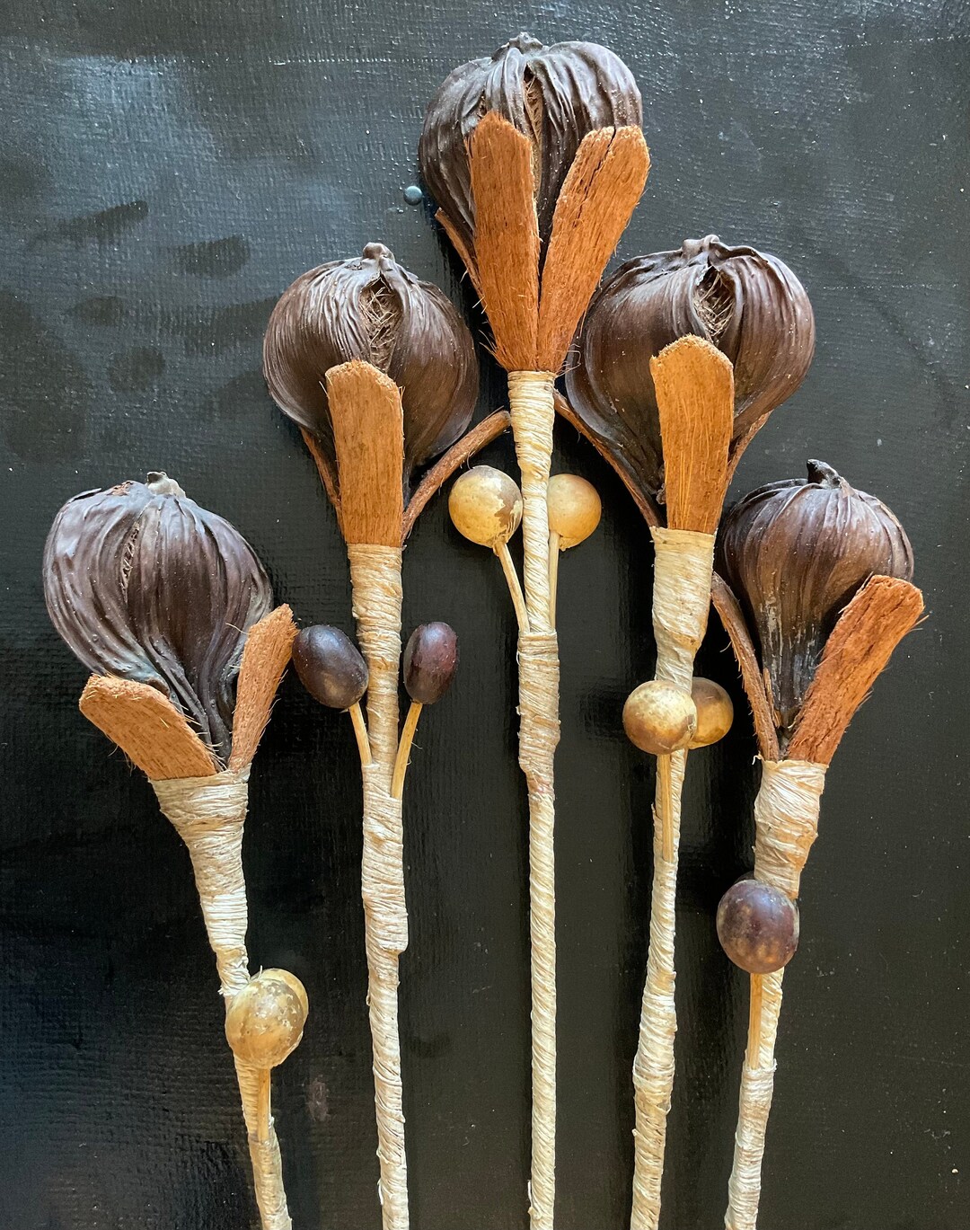 Natural Dried Rubber Fruits Made Into Floral Stalk Handmade Coconut ...