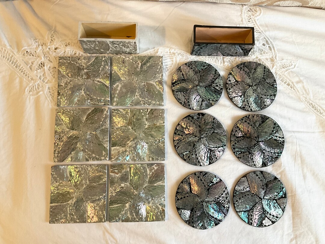 Shell Coasters. Iridescent Mother of Pearl Shells. Shaped Like Stars ...