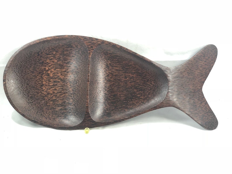Coconut Wood Decorative Tray. Fish Hand Carved. the Natural Finish ...