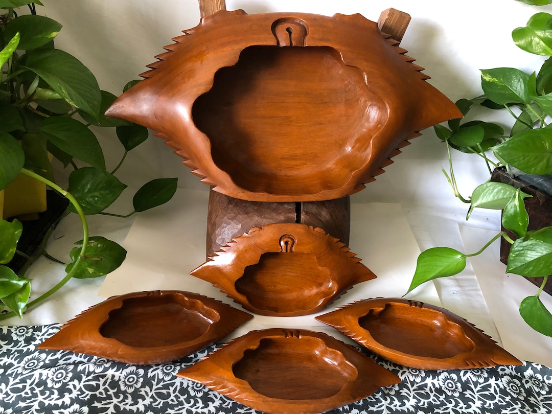 Wooden Crab Tray. 19” Long. Hand Carved From Solid Wood. Small Crab ...