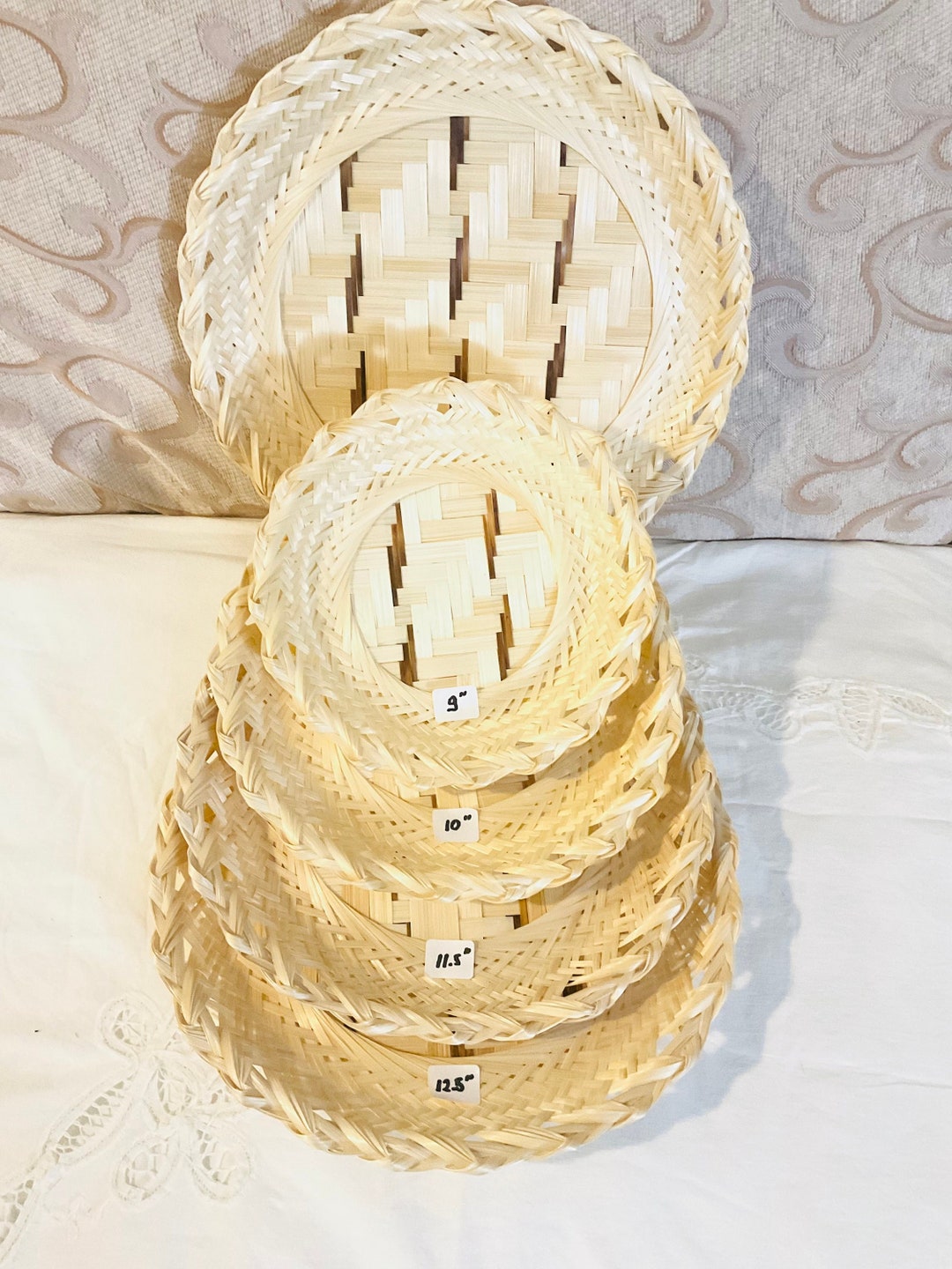 Bamboo Chargers. Different Sizes. Intricately Handwoven Out of Thinly ...