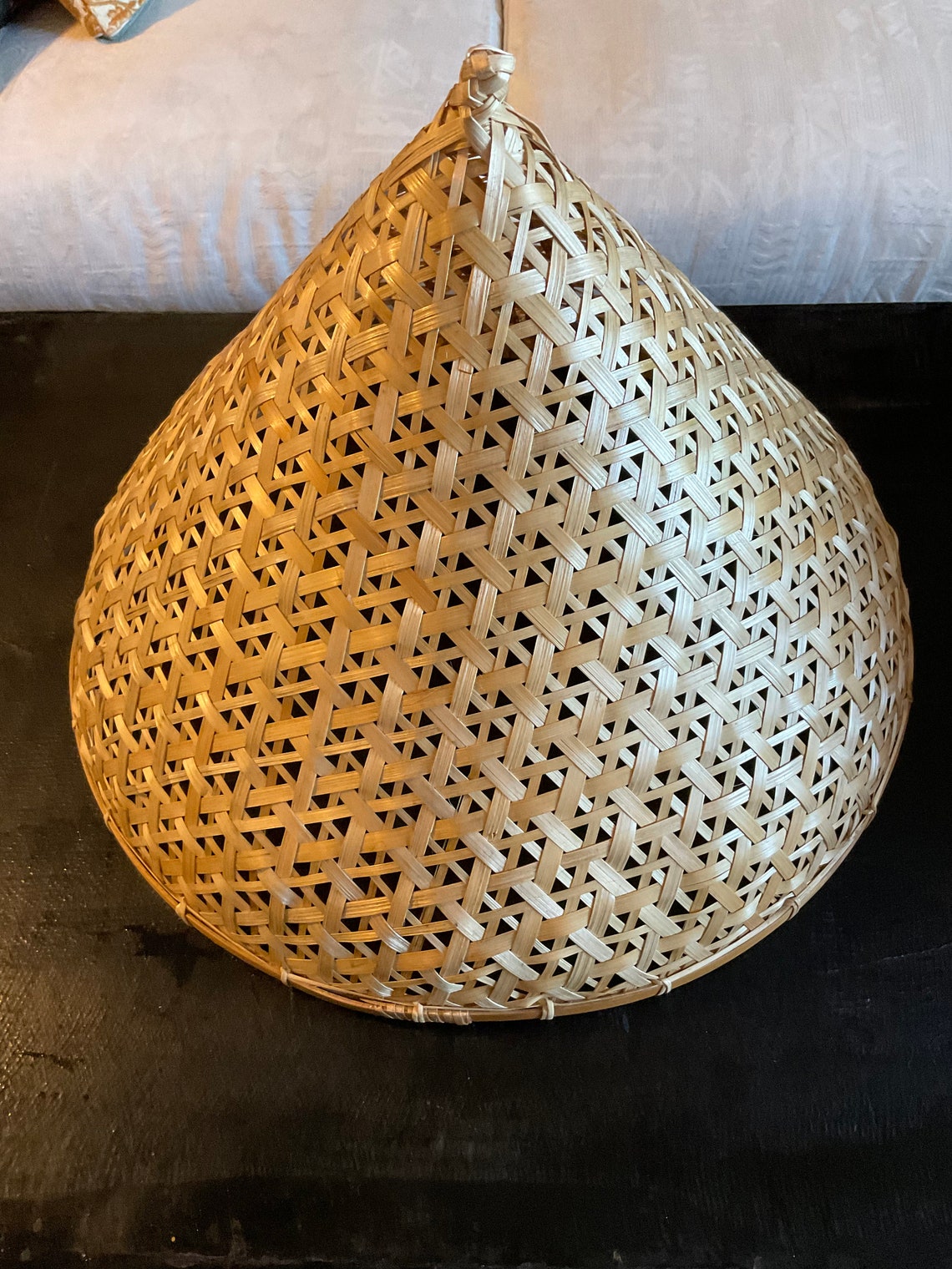 Decorative Asian Conical Hat. Set of 2. Thinly Sliced Bamboo Hexagonal ...