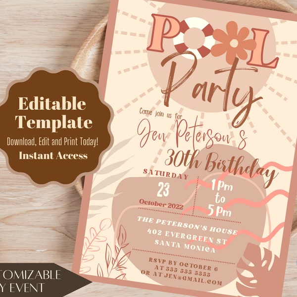 Pool Party Invite - Etsy