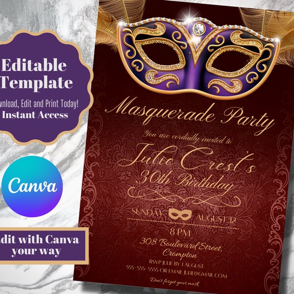 Masquerade Ball Invite - Etsy
