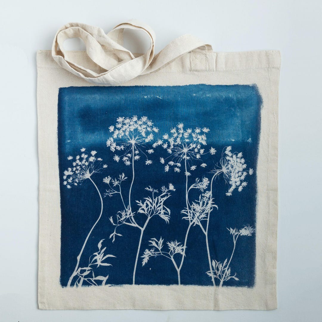 Natural Cotton Tote / Shopping Bag With Original Cyanotype Print - Etsy