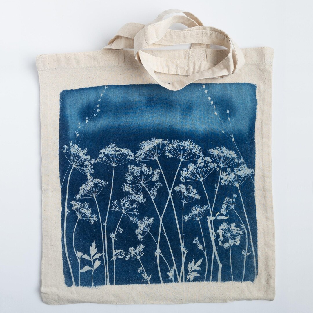 Natural Cotton Tote / Shopping Bag With Original Cyanotype Print - Etsy