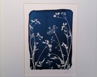 Original Art Botanical Cyanotype Print on Wood Panel Nature - Etsy