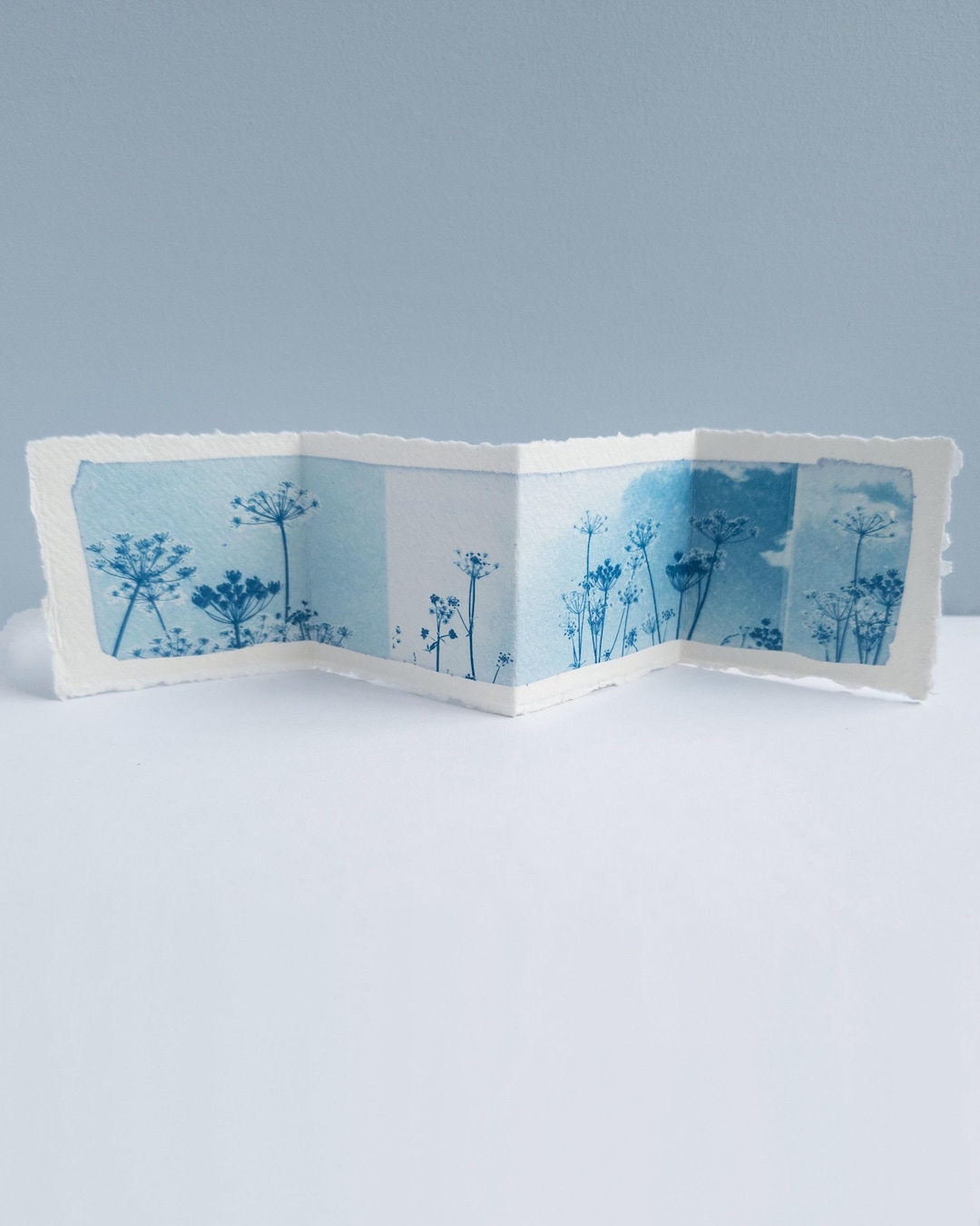 Original Art Cyanotype Mini Concertina / Accordion Book on Handmade ...