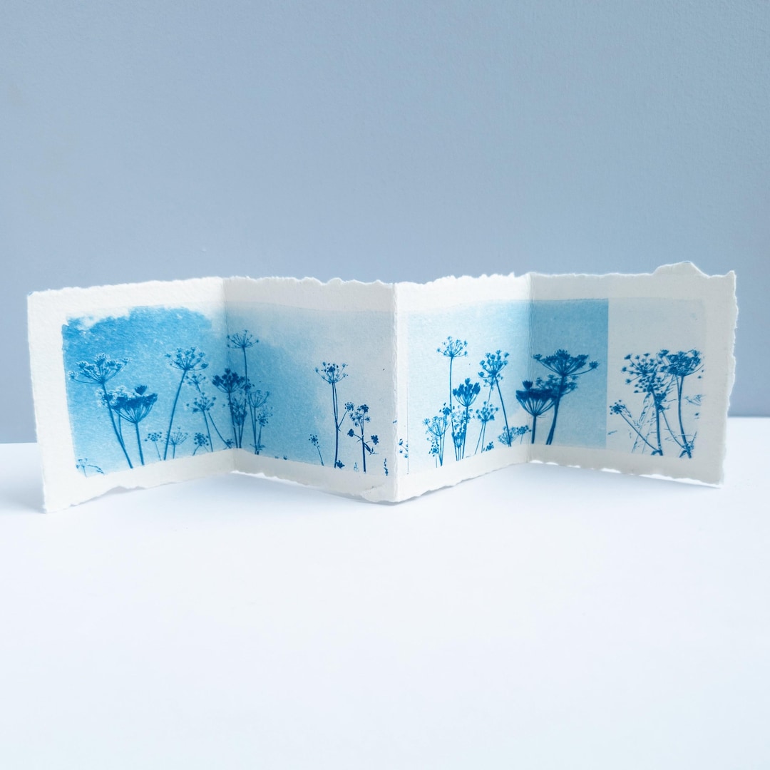 Original Art Cyanotype Mini Concertina / Accordion Book on Handmade ...