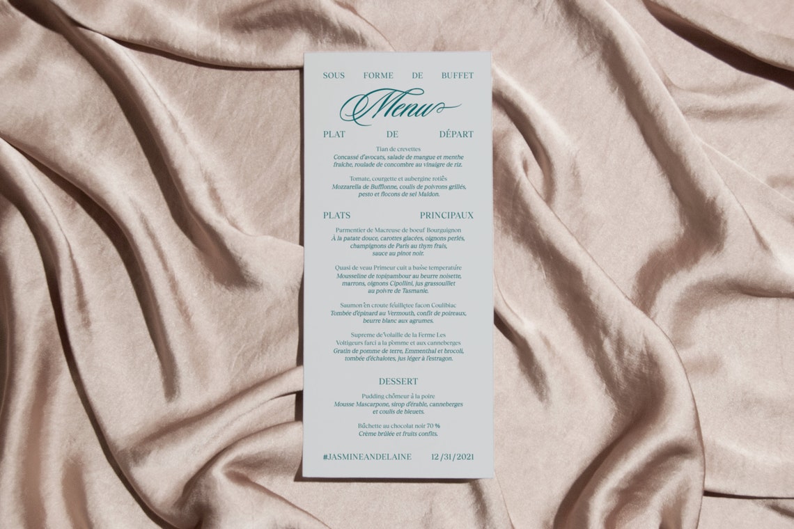 Wedding Dinner Menu – Cursive – DEPOSIT – Let Them Eat Cake Collection ...