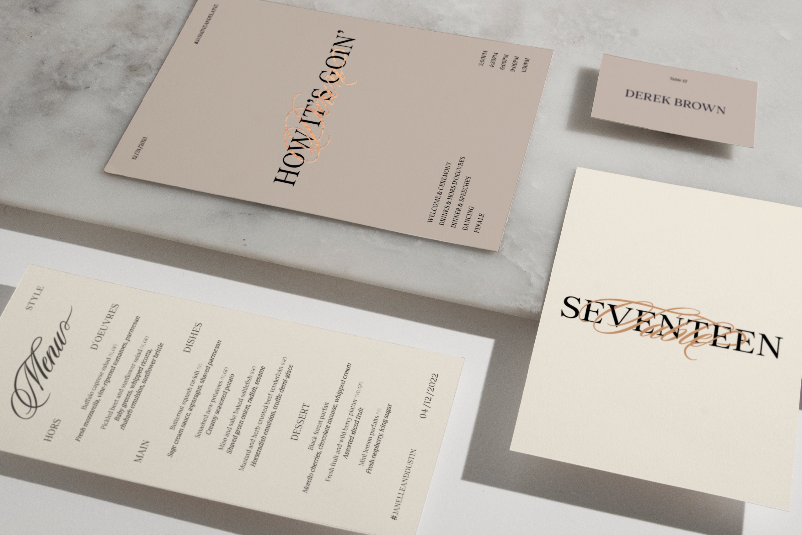 Wedding Dinner Menu – Cursive – DEPOSIT – Let Them Eat Cake Collection ...
