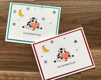 Moon Cow Card Cow Jumps Over the Moon Maud and Miska - Etsy