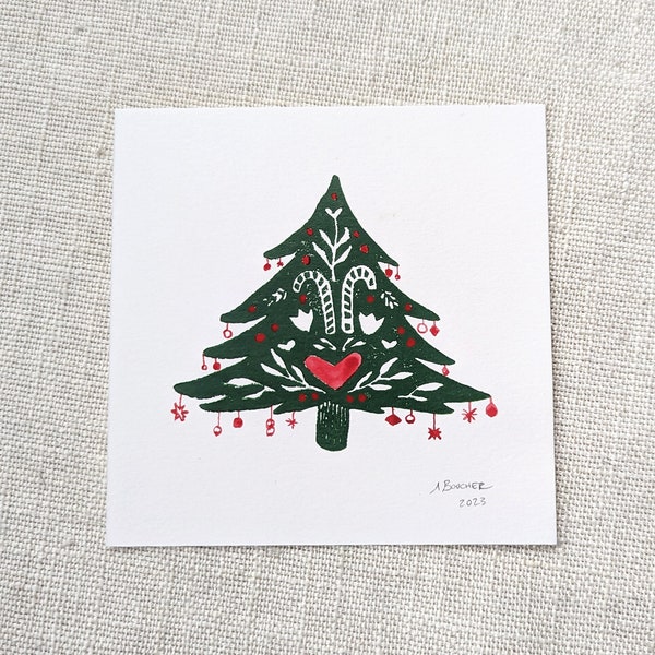 Linocut Christmas - Etsy