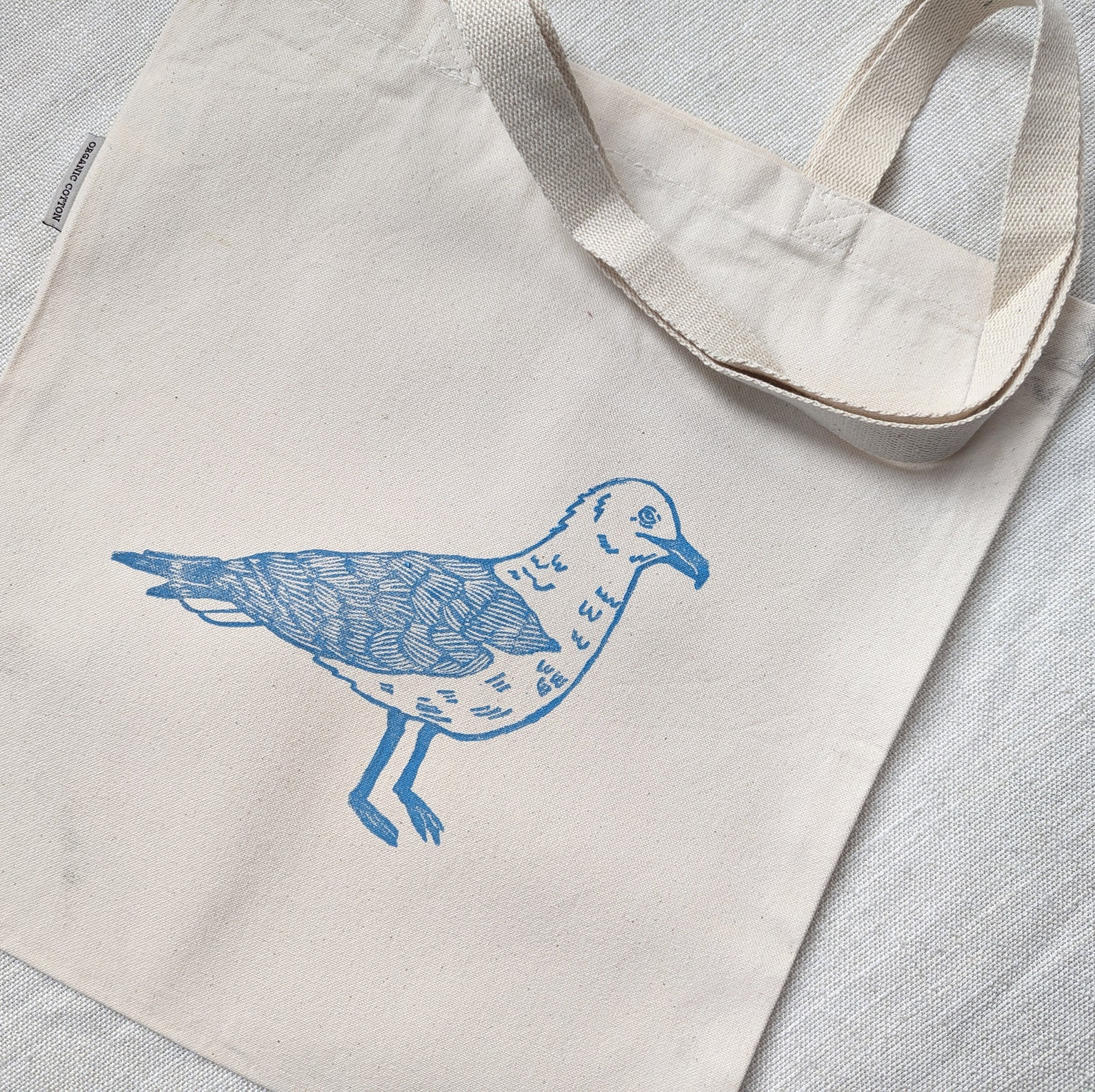 Seagull Tote Bag, Block Printed Heavy Organic Cotton Canvas Bag, 14 ...