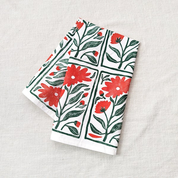 Block Print Tea Towel - Etsy