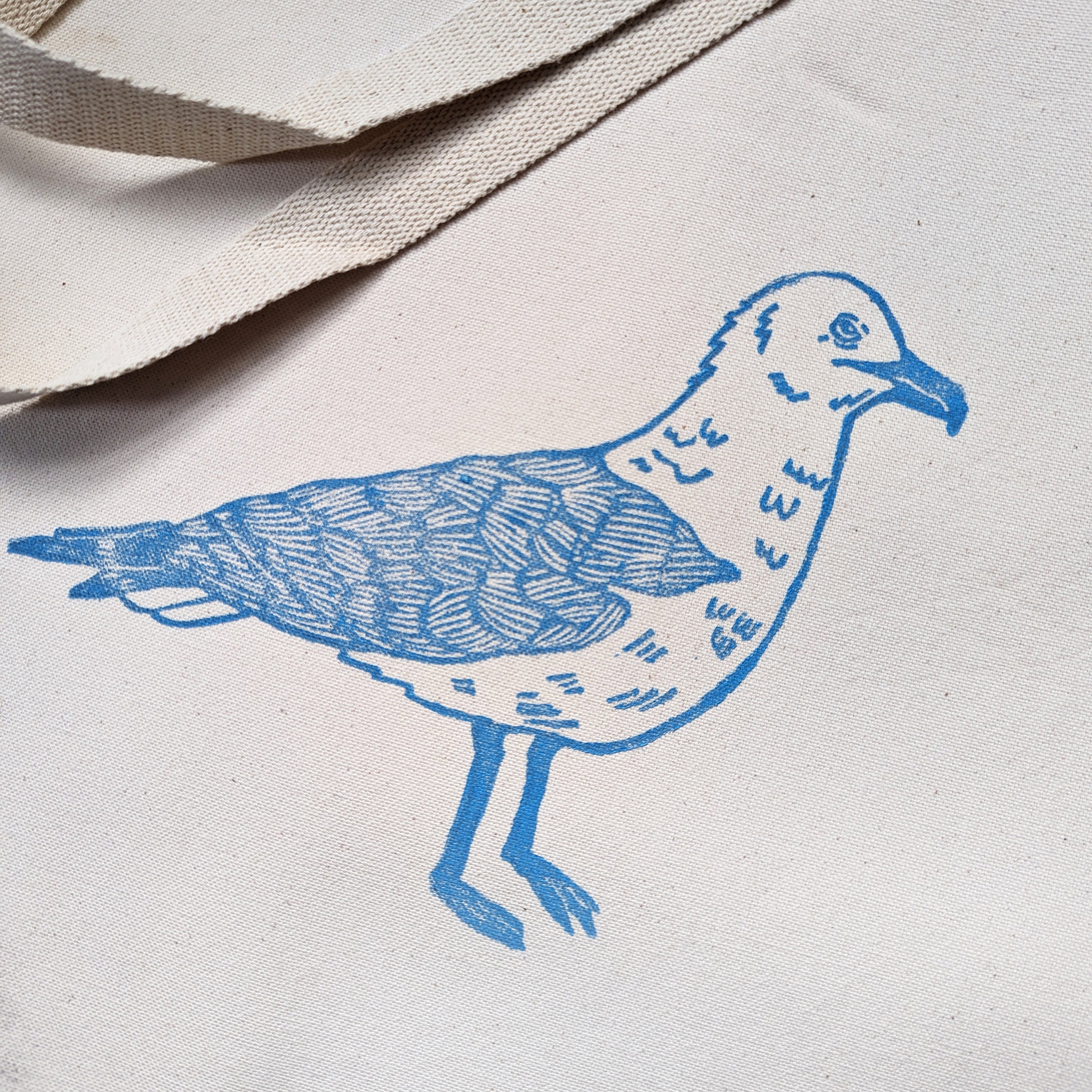 Seagull Tote Bag, Block Printed Heavy Organic Cotton Canvas Bag, 14 ...