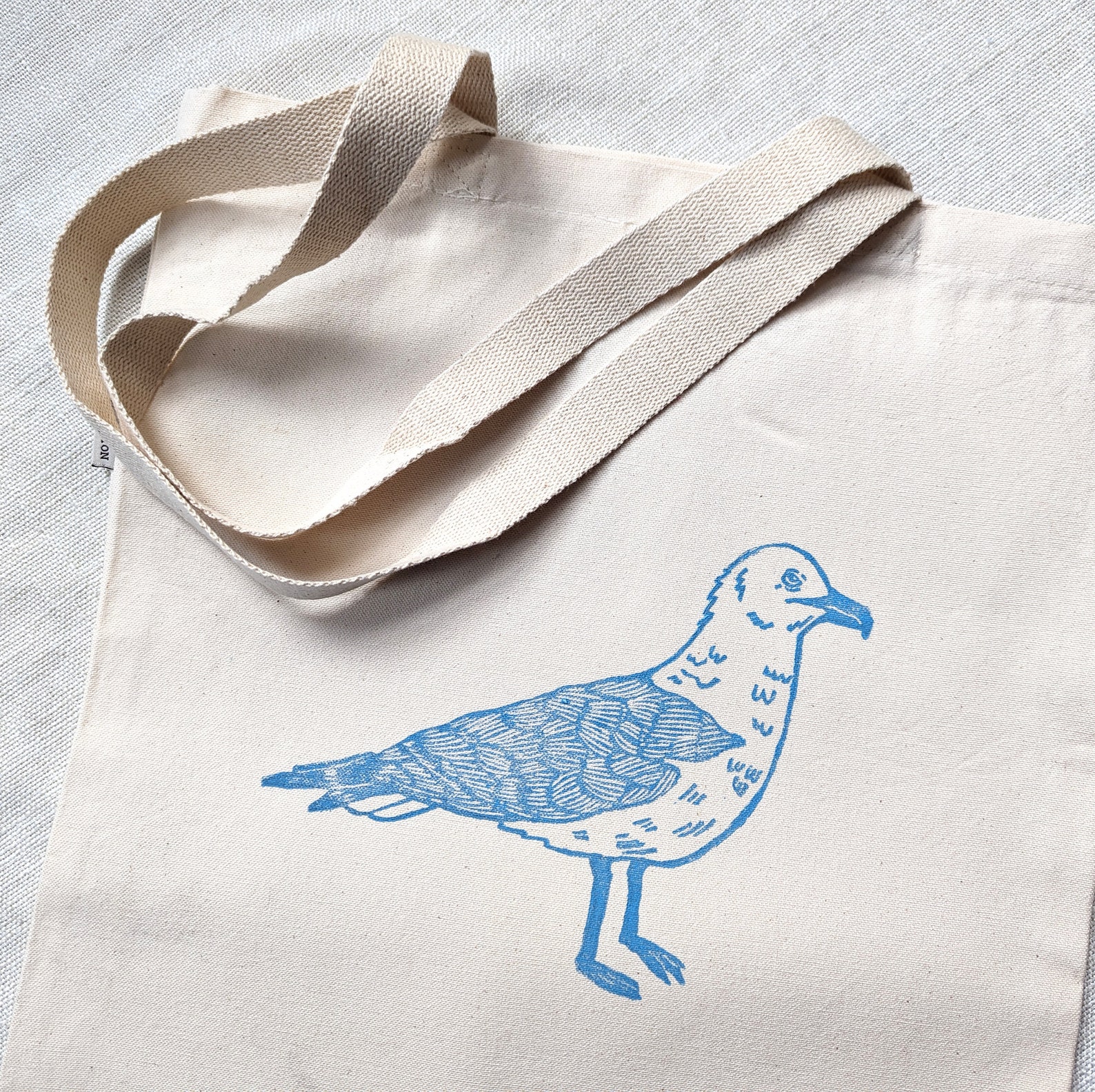 Seagull Tote Bag, Block Printed Heavy Organic Cotton Canvas Bag, 14 ...