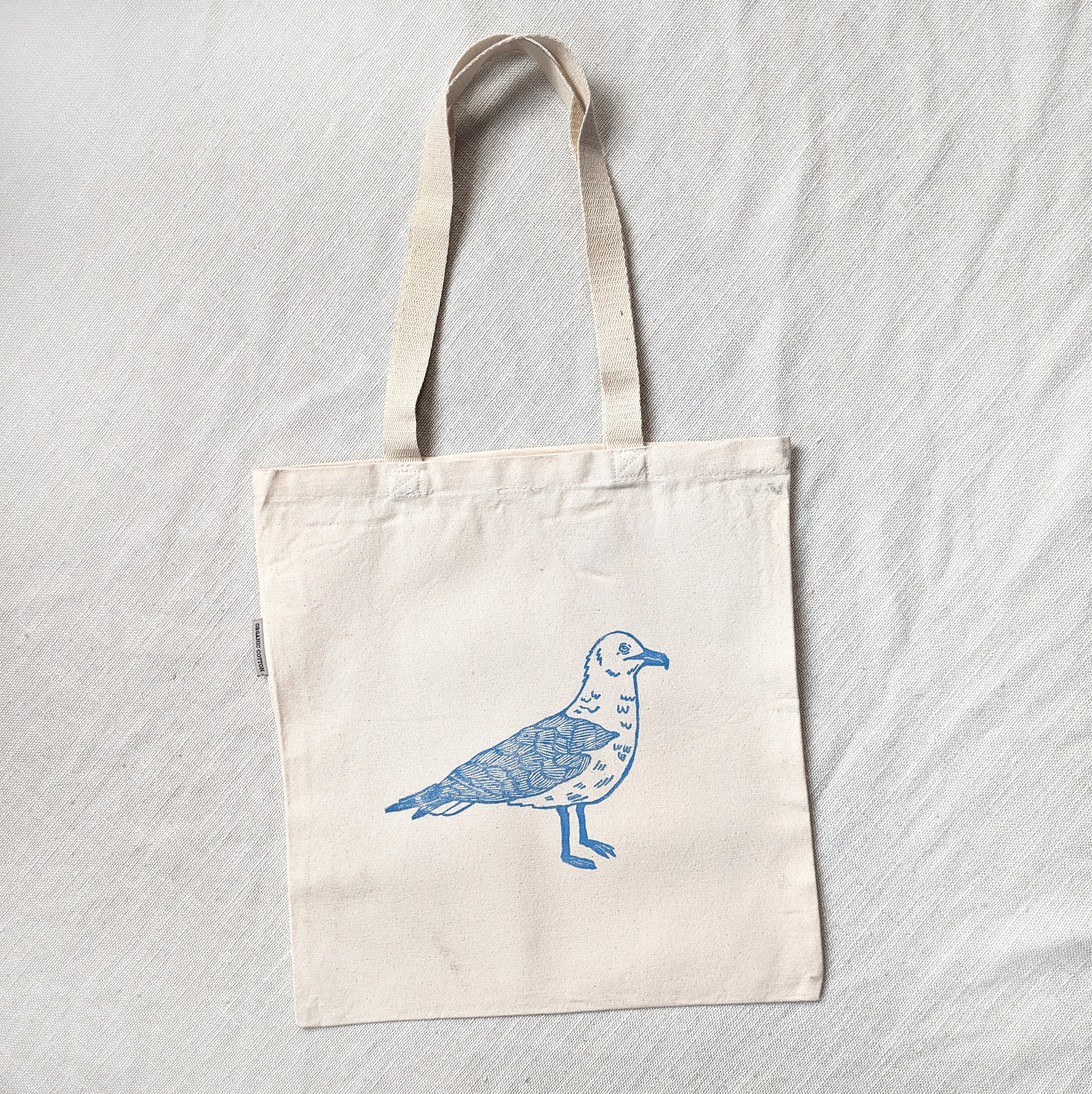 Seagull Tote Bag, Block Printed Heavy Organic Cotton Canvas Bag, 14 ...
