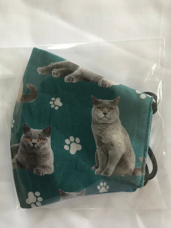 British Shorthair Cat Face Mask. 100% Cotton. Lined | Etsy