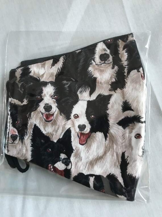 Border Collie Dog Face Mask. Cotton. Lined - Etsy
