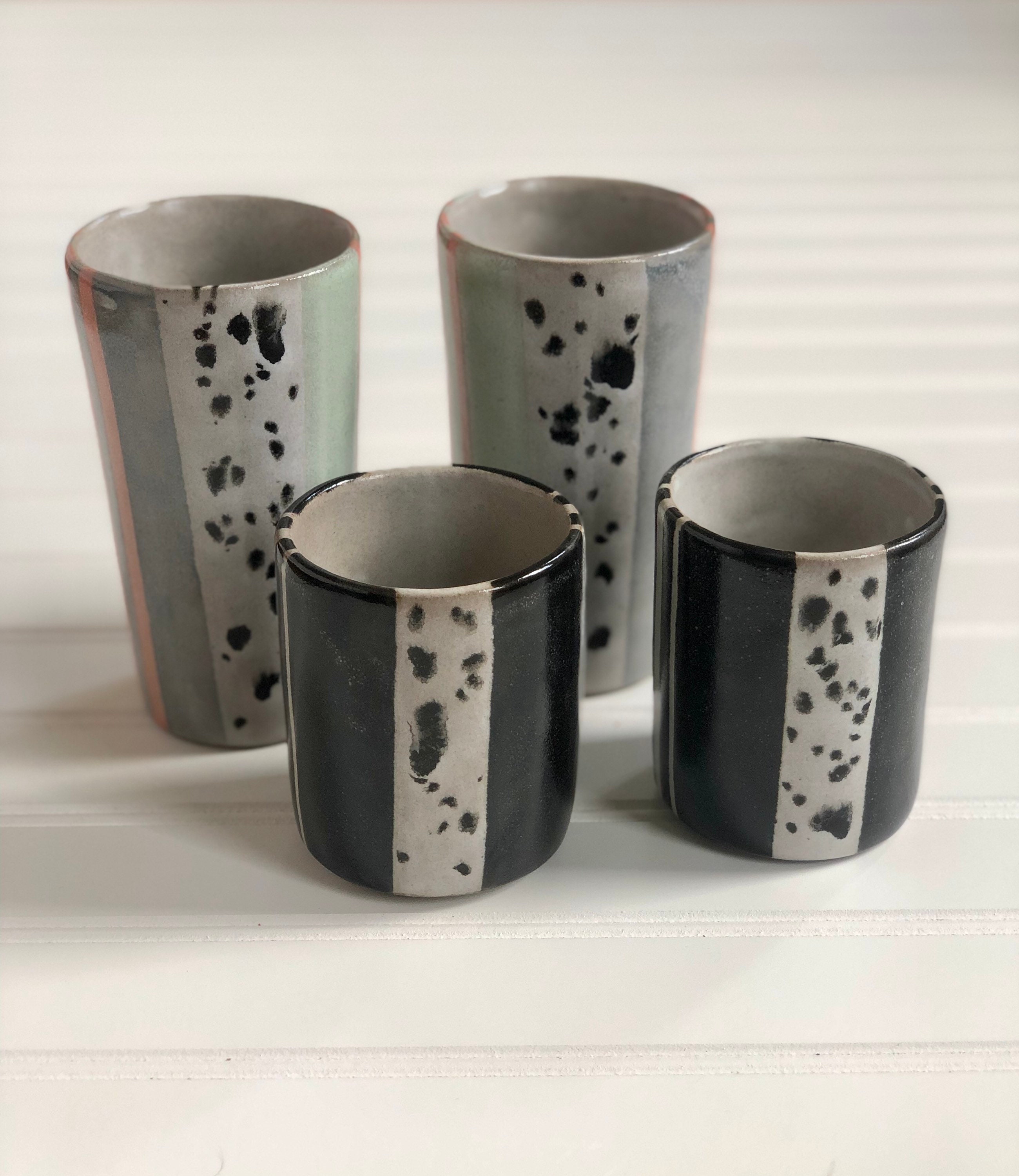 Handmade - Tall Ceramic Cup - Two Tone Honeydew and Light Grey - Etsy