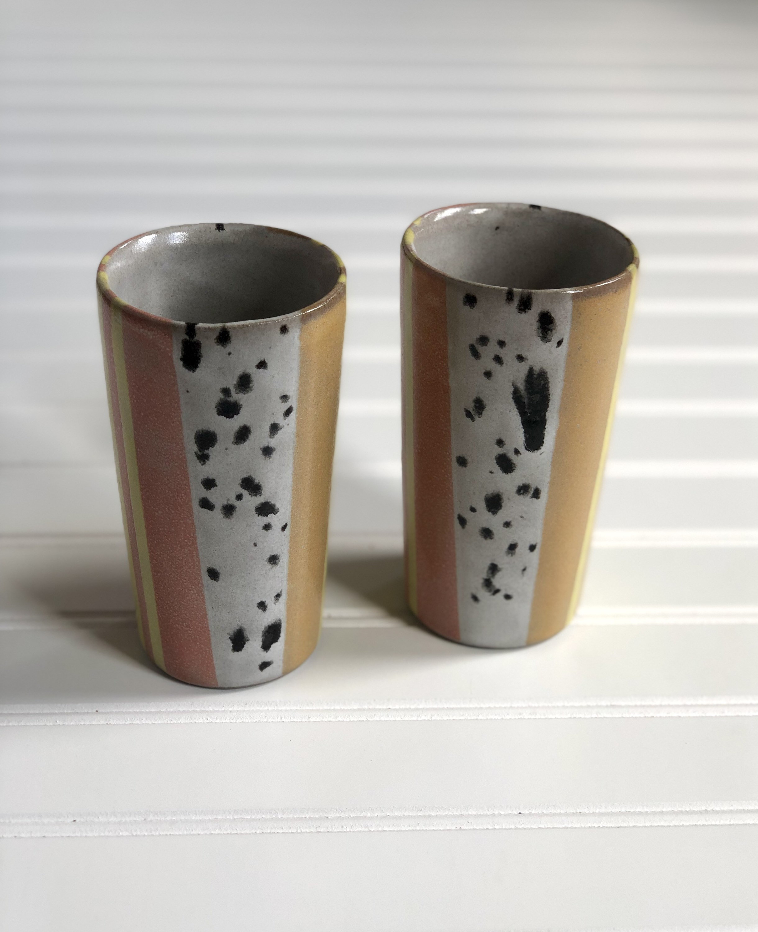 Handmade - Tall Ceramic Cup - Two Tone Coral & Sand - Etsy