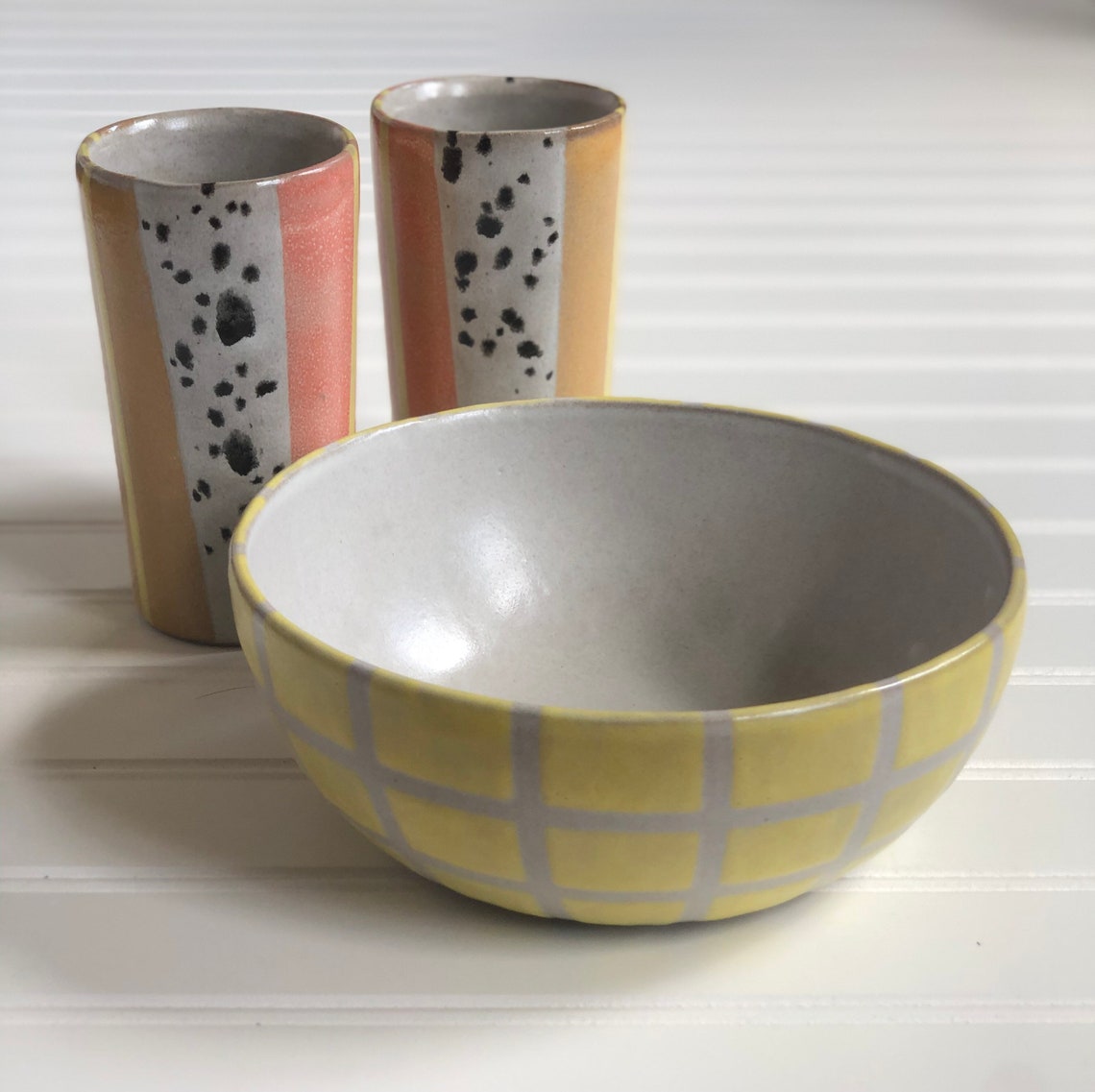 Handmade - Tall Ceramic Cup - Two Tone Coral & Sand - Etsy
