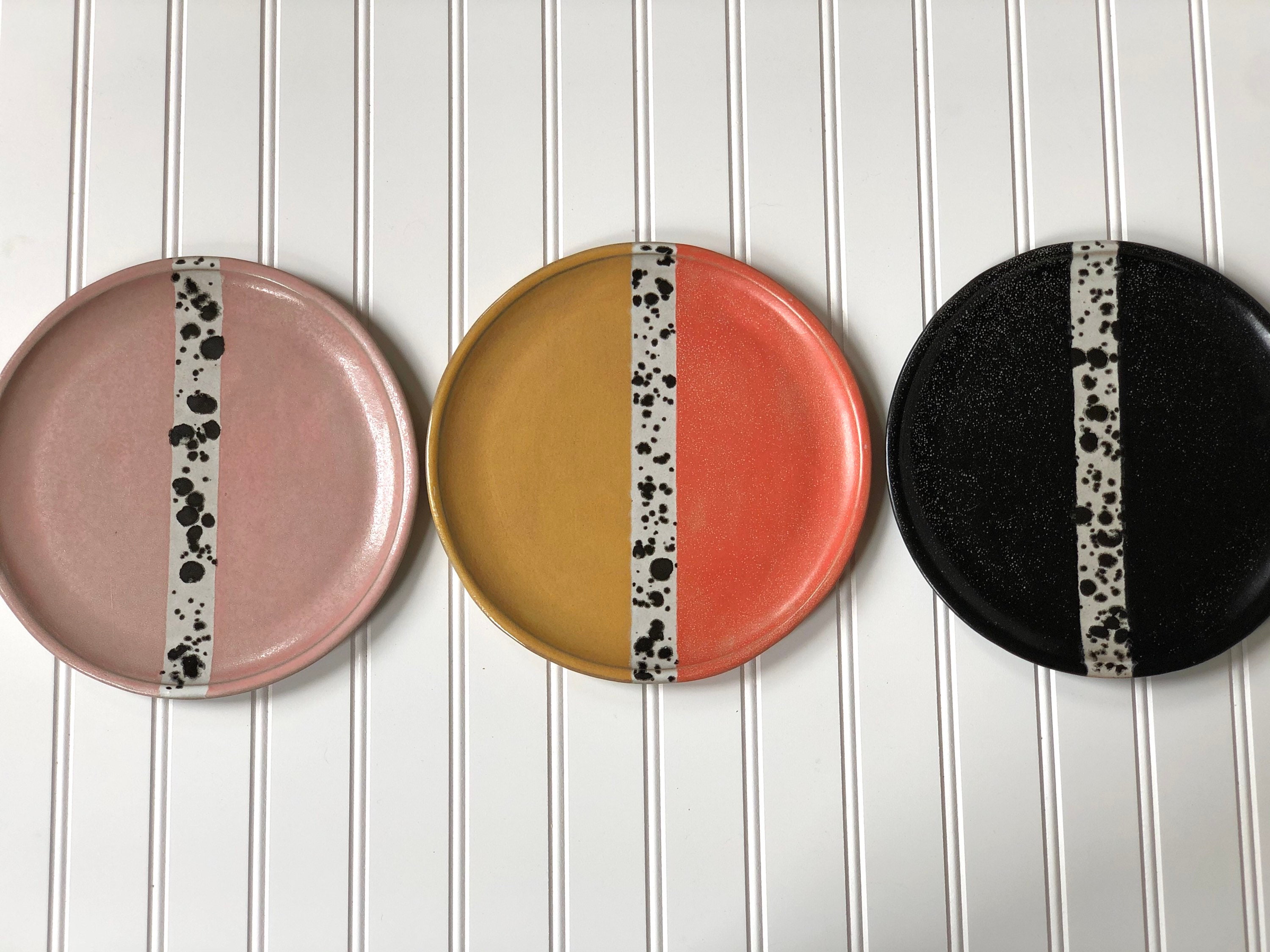 Round Ceramic Dinner Plate Two-tone Sand and Coral - Etsy
