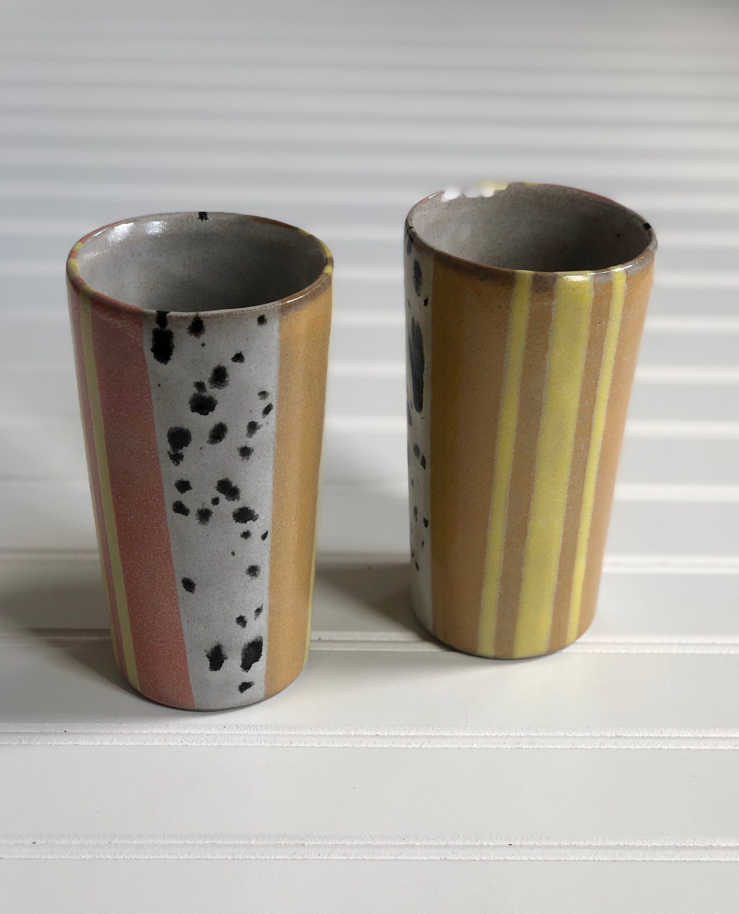 Handmade - Tall Ceramic Cup - Two Tone Coral & Sand - Etsy